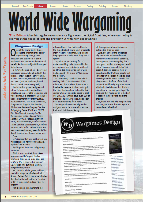 Miniature Wargames One Pager